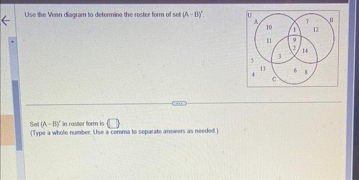Solved Use the Venn diagram to determine the roster form of | Chegg.com