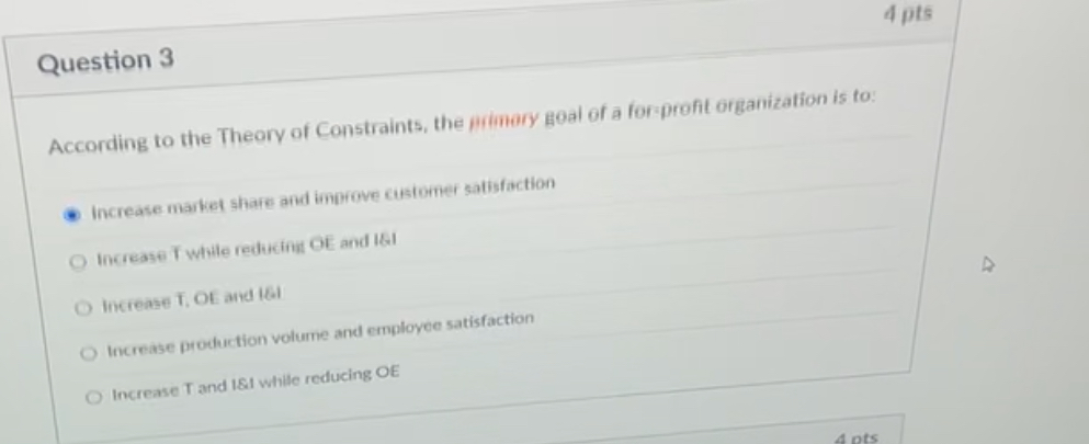 Solved Question 3According to the Theory of Constraints, the | Chegg.com