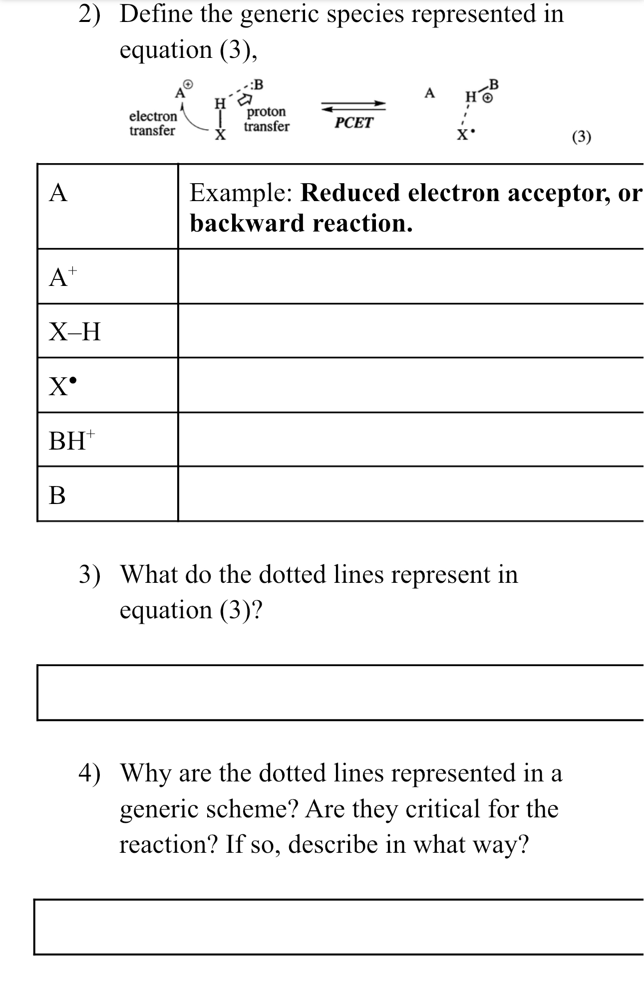 Solved Define the generic species represented in equation | Chegg.com