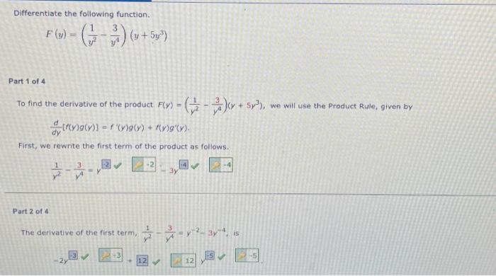 Solved Differentiate the following function. | Chegg.com