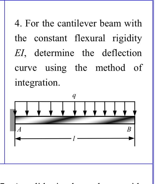 Solved 4. For the cantilever beam with the constant flexural | Chegg.com