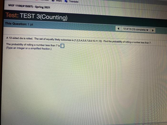 Solved Maps Translate MGF 1106(#15097) - Spring 2021 Test: | Chegg.com