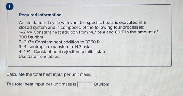 Solved Required information An air-standard cycle with | Chegg.com