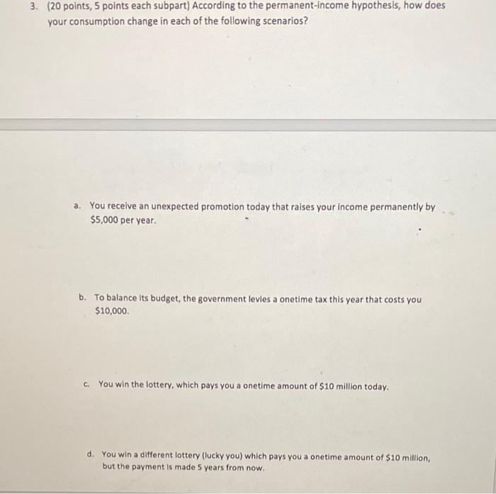 Solved 3. (20 points, 5 points each subpart) According to | Chegg.com