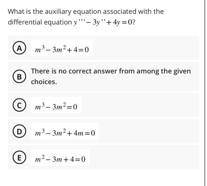 Solved What is the auxiliary equation associated with the | Chegg.com
