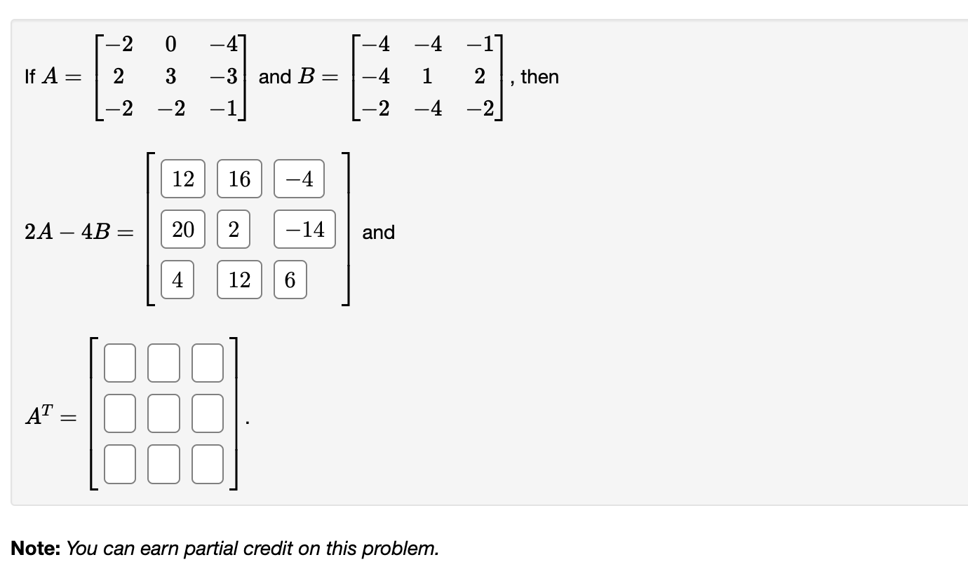 Solved If A=[-20-423-3-2-2-1] ﻿and B=[-4-4-1-412-2-4-2], | Chegg.com