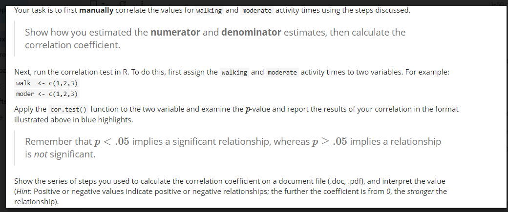 Solved Your task is to first manually correlate the values | Chegg.com