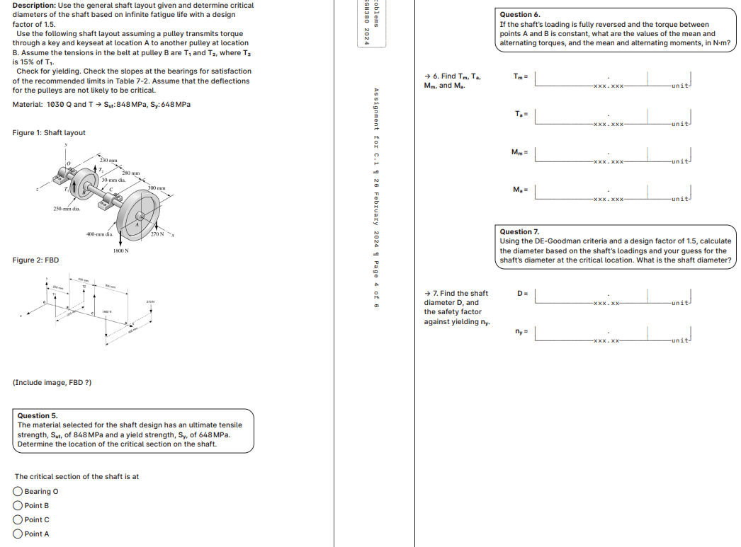 Solved Question 6.If the shaft's loading is fully reversed | Chegg.com
