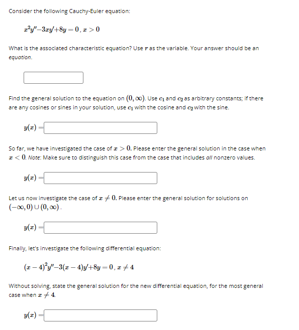 Solved Consider the following Cauchy-Euler | Chegg.com