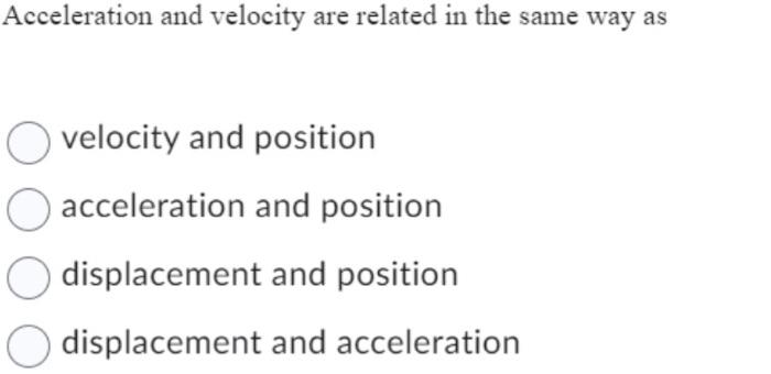 Solved Acceleration and velocity are related in the same way | Chegg.com