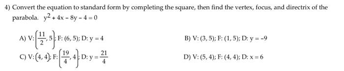 Solved Convert the equation to standard form by completing | Chegg.com