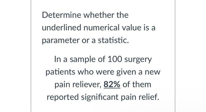 Solved Determine whether the underlined numerical value is a | Chegg.com