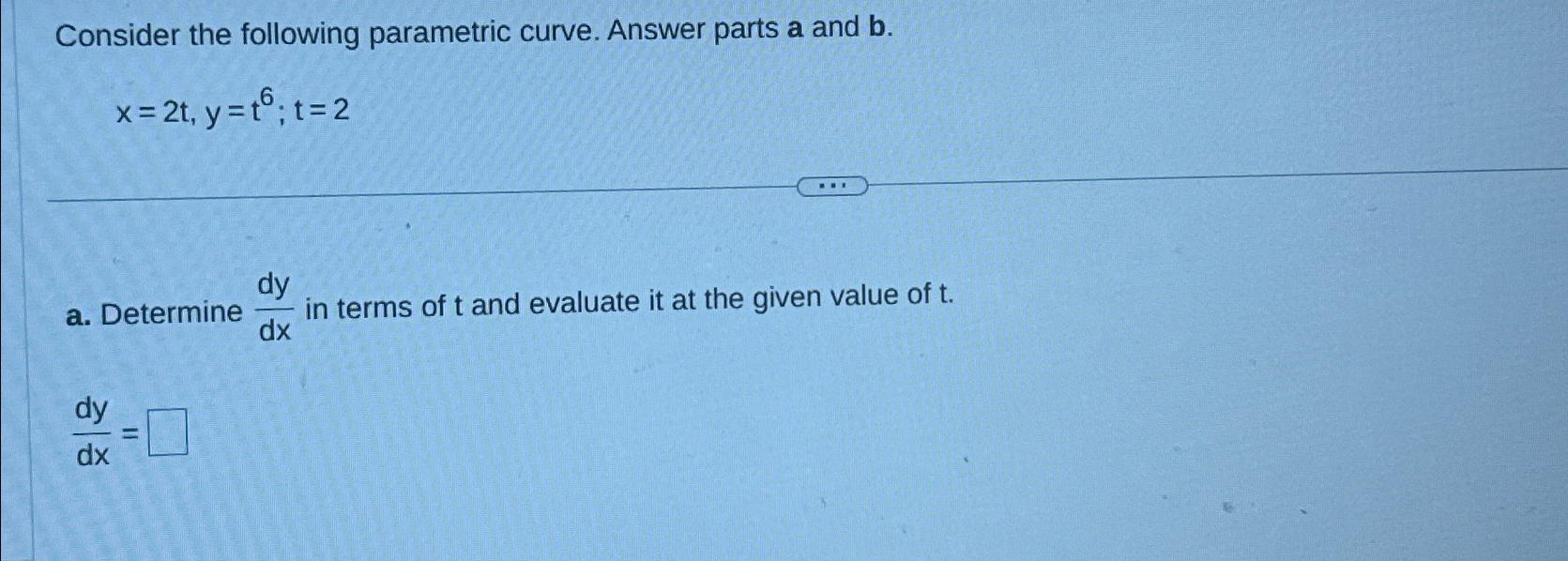 Solved Consider the following parametric curve. Answer parts | Chegg.com