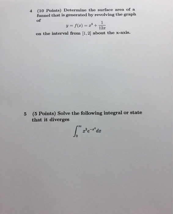 Solved 4 (10 Points) Determine the surface area of a funnel | Chegg.com