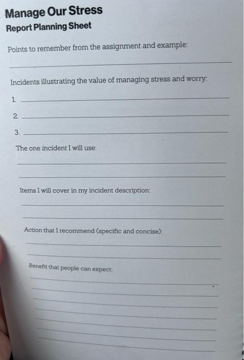 Solved Report Planning Sheet Points to remember from the | Chegg.com