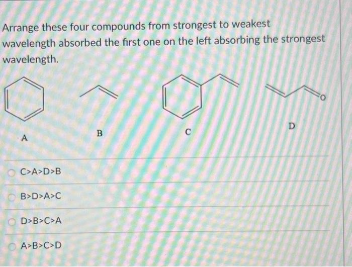 Arrange these four compounds from strongest to | Chegg.com