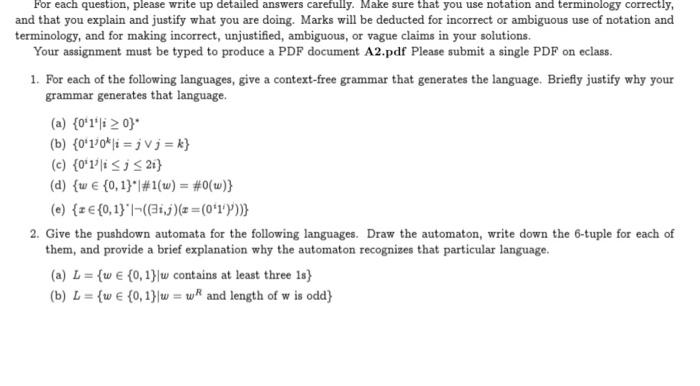 Solved For each question, please write up detailed answers | Chegg.com