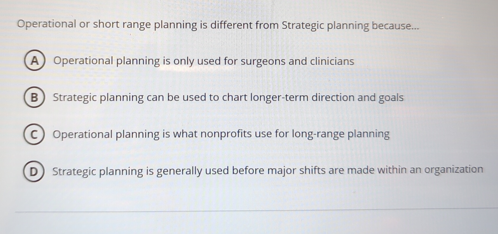 Solved Operational or short range planning is different from | Chegg.com
