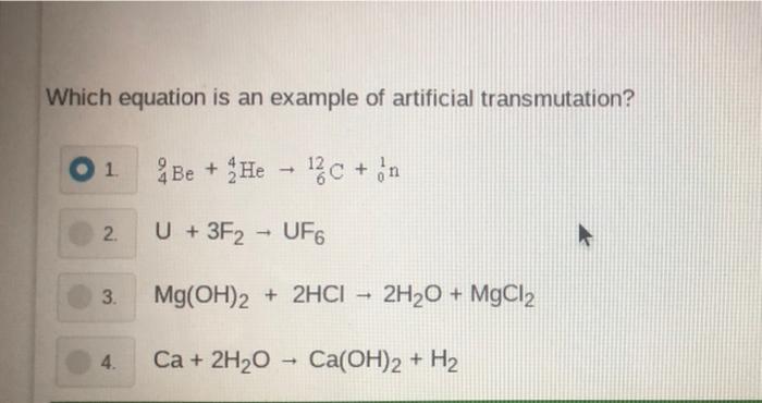 Solved Which equation is an example of artificial | Chegg.com
