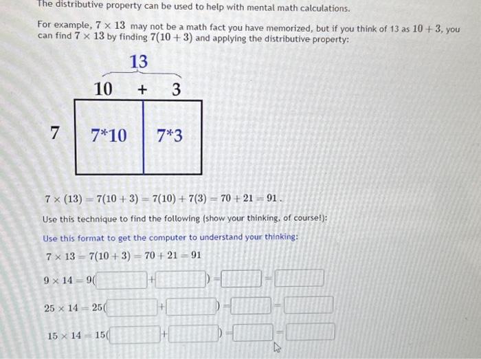 Solved The distributive property can be used to help with | Chegg.com