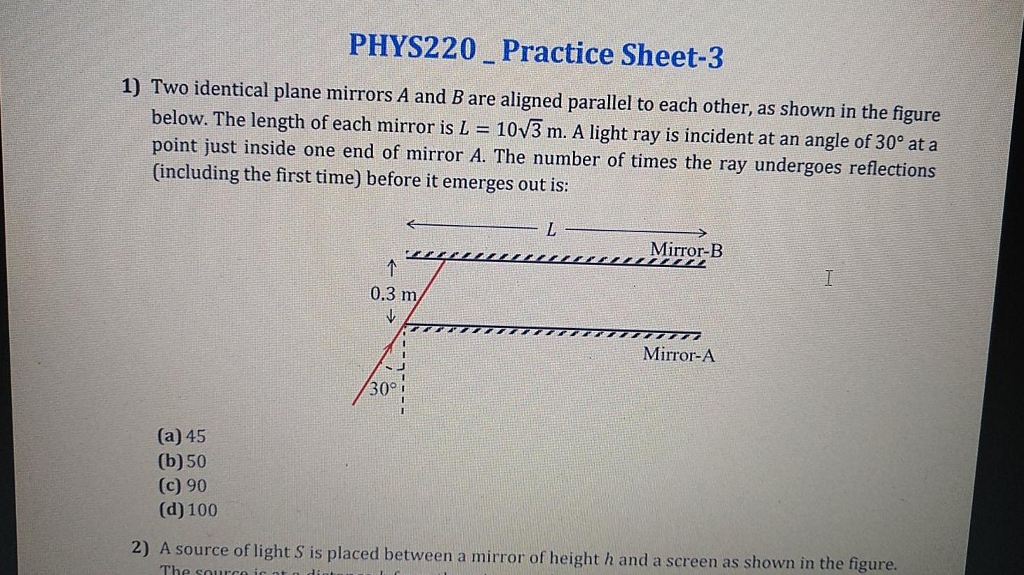 Solved PHYS220_Practice Sheet-3 1) Two identical plane | Chegg.com
