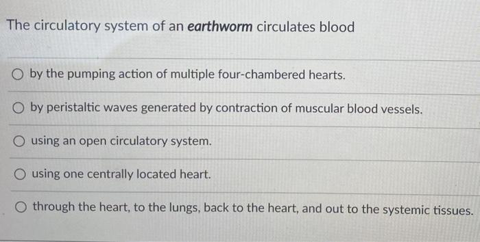 Solved Which animal has an open circulatory system? Bat O | Chegg.com