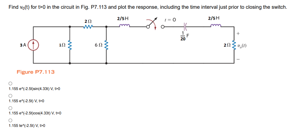 Solved Find v0(t) ﻿for t>0 ﻿in the circuit in Fig. P7.113 | Chegg.com