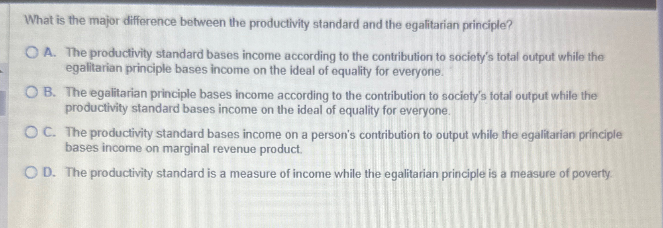 Solved What is the major difference between the productivity | Chegg.com