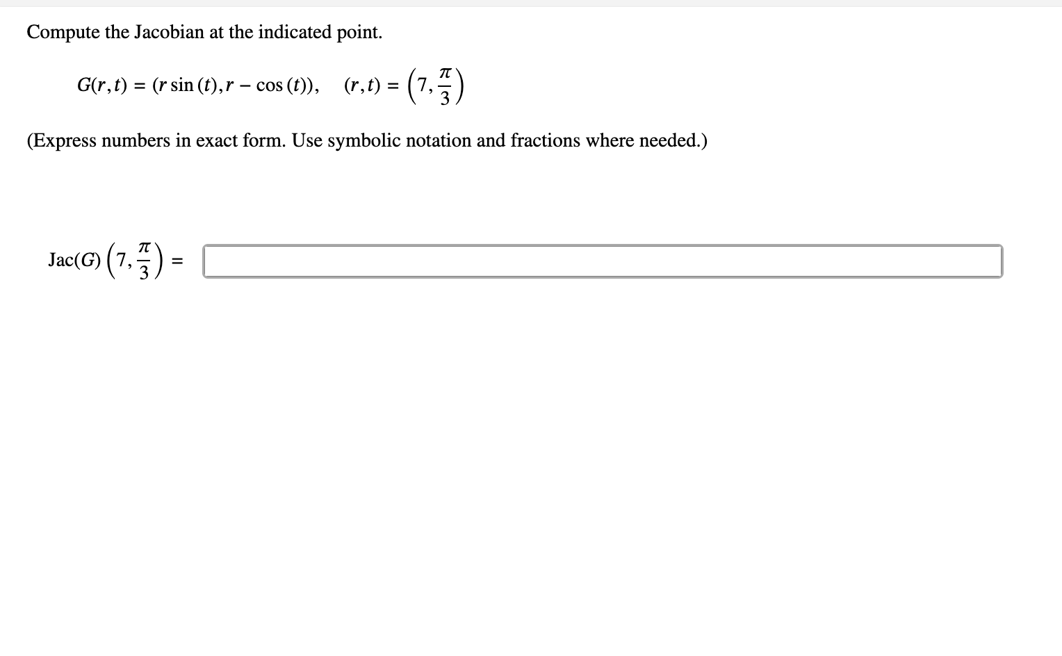 Solved Compute the Jacobian at the indicated | Chegg.com