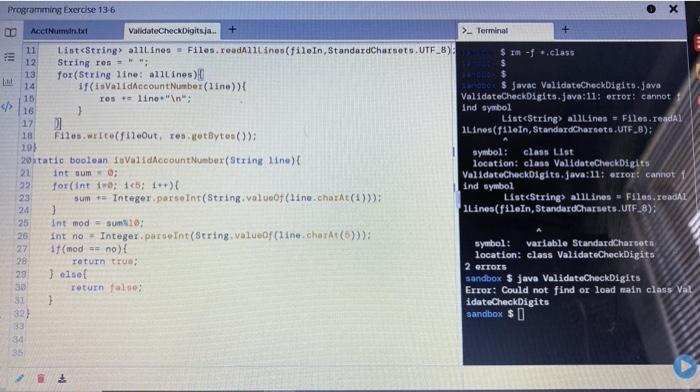 Solved Programming Exercise 13 6 X > Terminal $ Im -f | Chegg.com