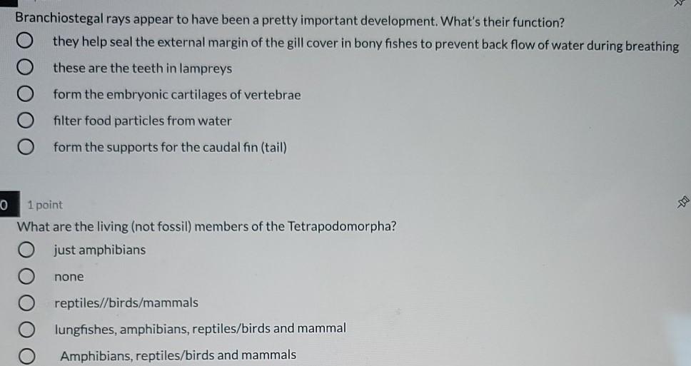 Solved ОО Branchiostegal rays appear to have been a pretty | Chegg.com