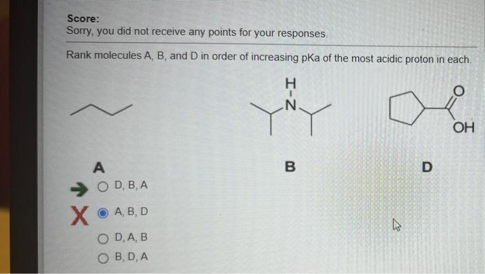 Solved Rank molecules A, B, and D in order of increasing pKa | Chegg.com