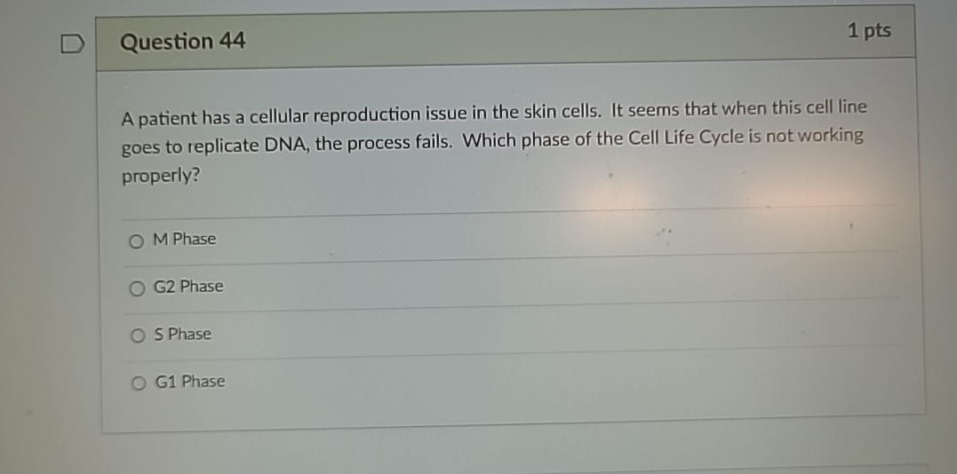 Solved Question 441ptsA patient has a cellular reproduction | Chegg.com
