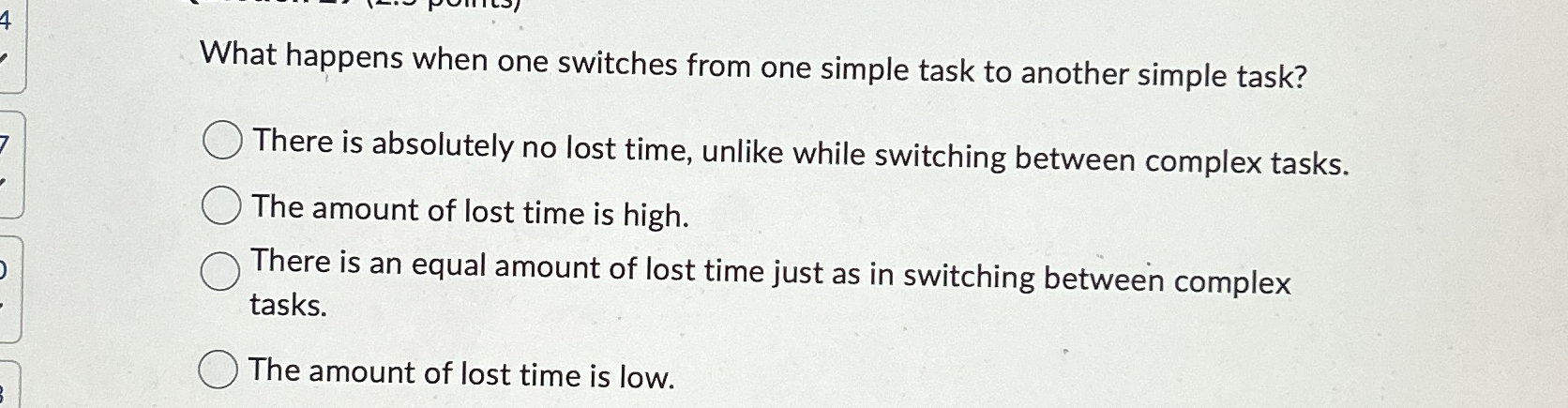 Solved What happens when one switches from one simple task | Chegg.com