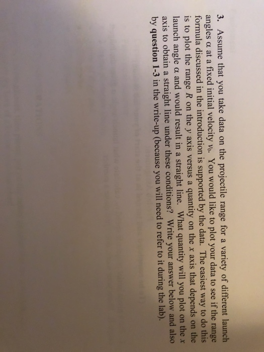Solved Physics 2305 Lab 3: Projectile Motion Pre-lab | Chegg.com