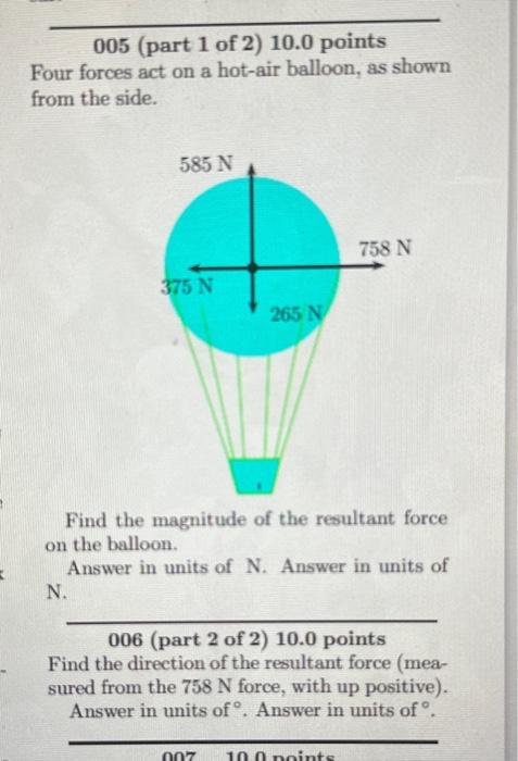 Solved 005 (part 1 of 2 ) 10.0 points Four forces act on a | Chegg.com