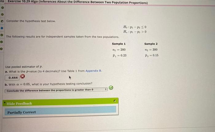 Solved ns Exercise 10.29 Algo (Inferences About the | Chegg.com