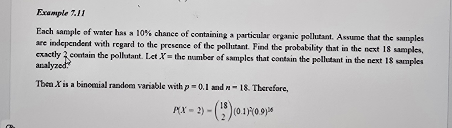 Solved Example 7.11Each sample of water has a 10% ﻿chance of | Chegg.com