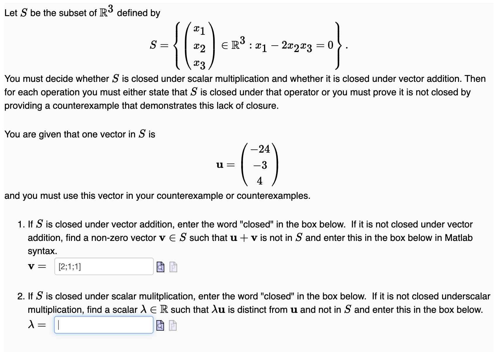 Solved Let S ﻿ be the subset of R3 ﻿ defined | Chegg.com