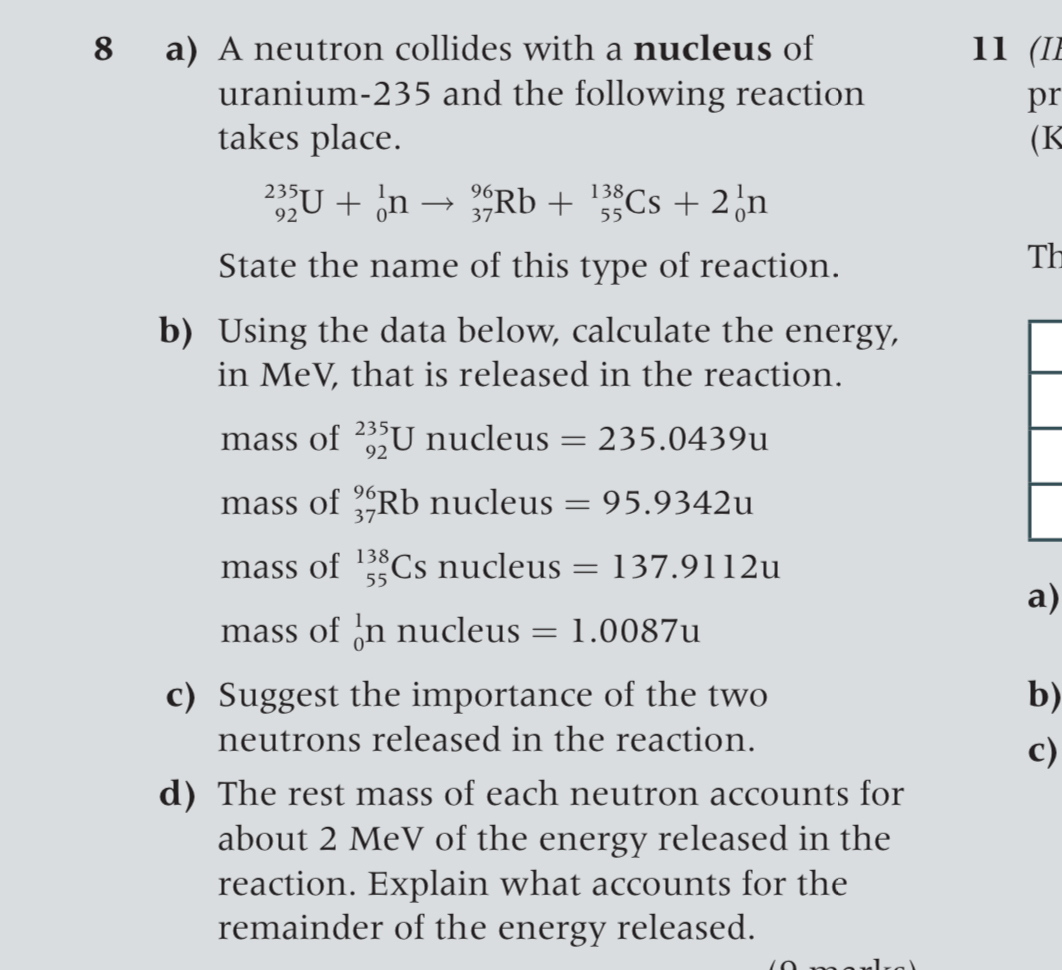 Solved 8 ﻿a) ﻿A neutron collides with a nucleus of | Chegg.com