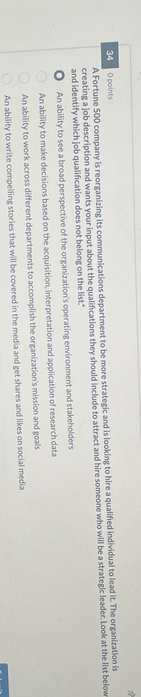 Solved 0 ﻿pointsA Fortune 500 ﻿company is reorganizing its | Chegg.com
