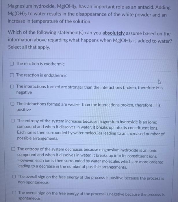 Solved Please explain the answers to this:Magnesium | Chegg.com