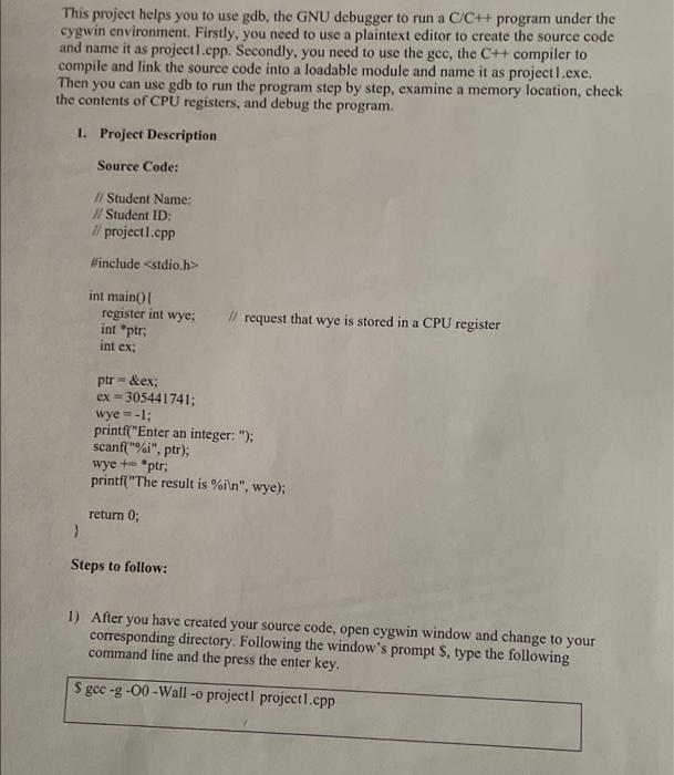 Solved This project helps you to use gdb, the GNU debugger | Chegg.com