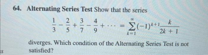 Solved 64. Alternating Series Test Show that the series | Chegg.com
