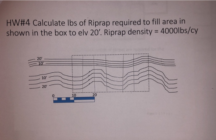 Solved HW#4 Calculate lbs of Riprap required to fill area in | Chegg.com