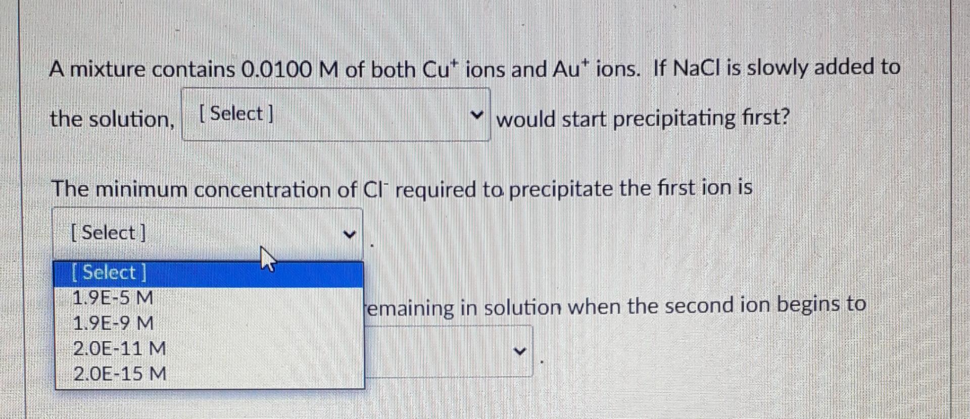 Solved A mixture contains 0.0100M of both Cu+ions and | Chegg.com