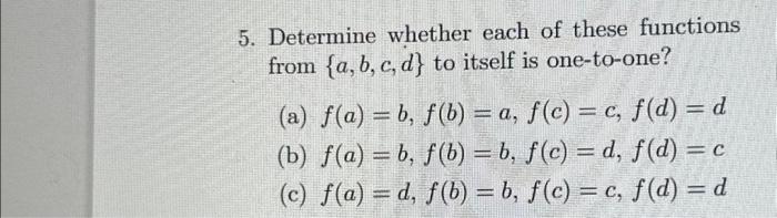Solved 5. Determine whether each of these functions from | Chegg.com