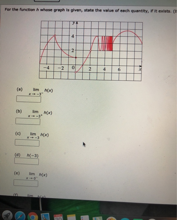 Solved For the function h whose graph is given, state the | Chegg.com