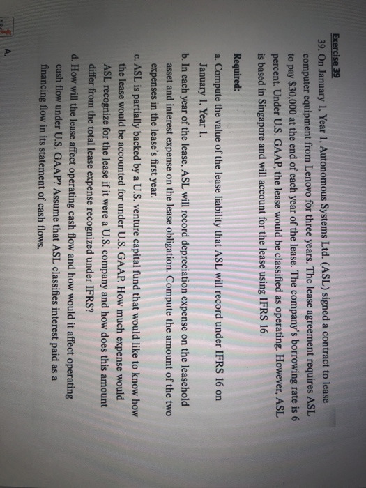 Solved Exercise 39 39. On January 1, Year 1, Autonomous | Chegg.com