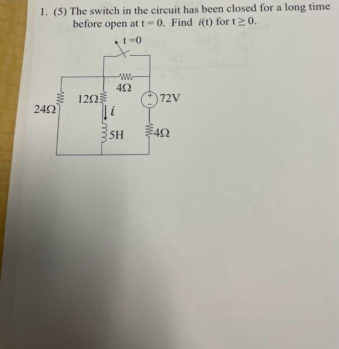 Solved the switch in the circuit has been closer for a long | Chegg.com